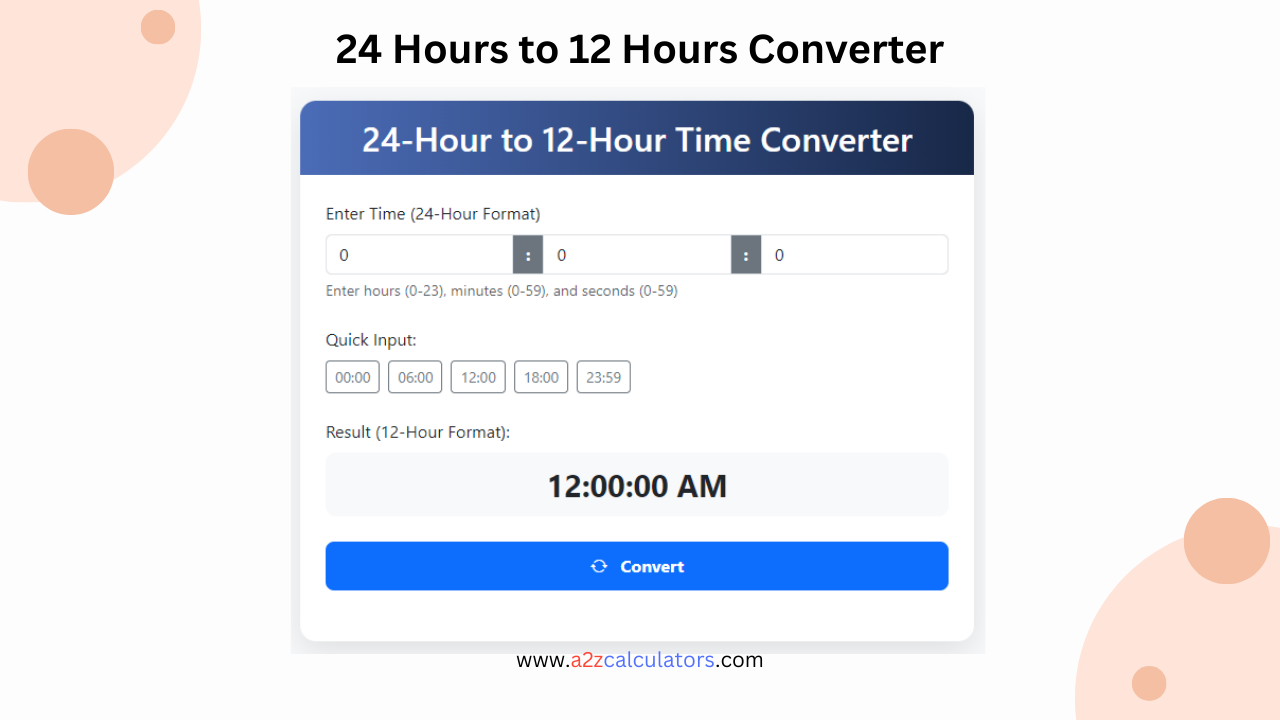 24 Hours to 12 Hours Converter