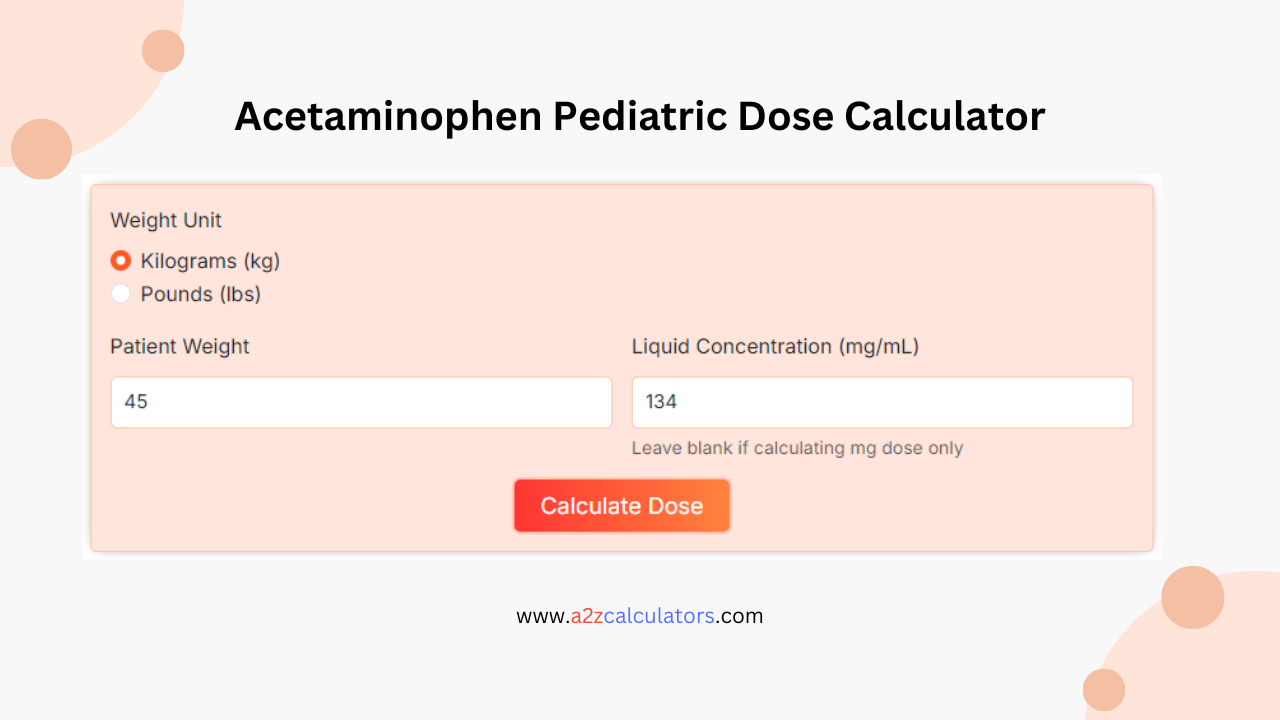 Acetaminophen Pediatric Dose Calculator