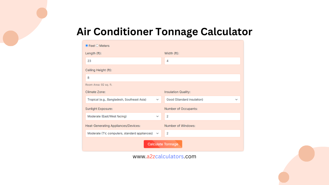 Air Conditioner Tonnage Calculator