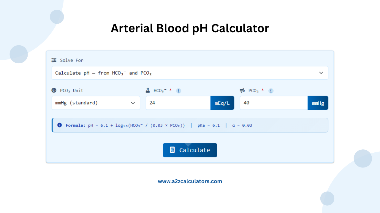 Arterial Blood pH Calculator