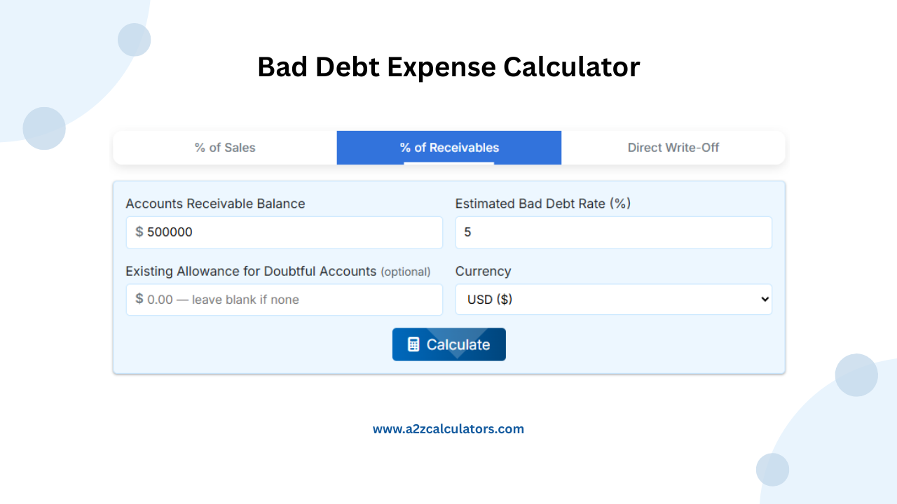 Bad Debt Expense Calculator