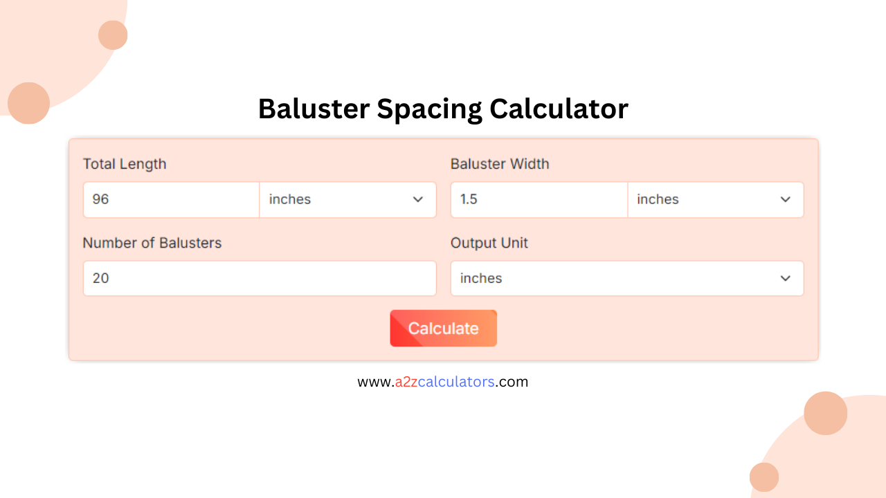 Baluster Spacing Calculator