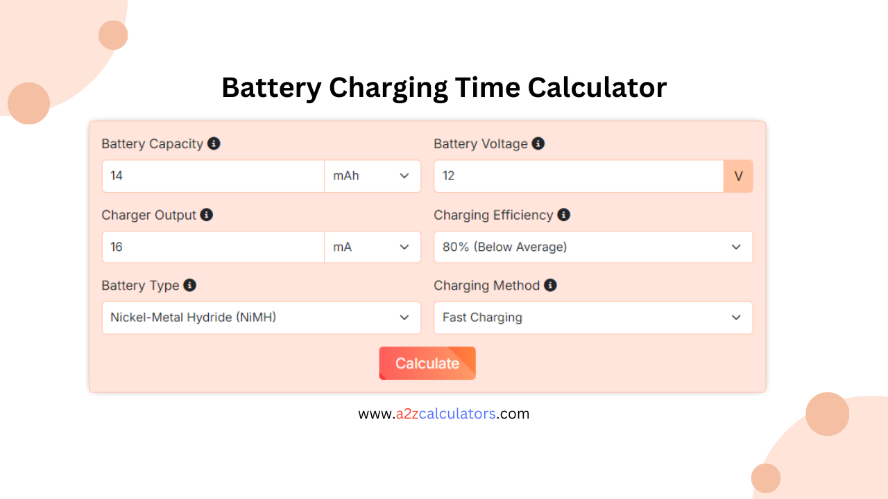 Battery Charging Time Calculator