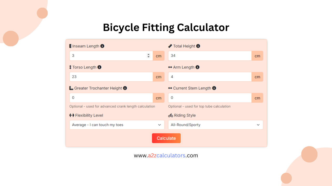 Bicycle Fitting Calculator