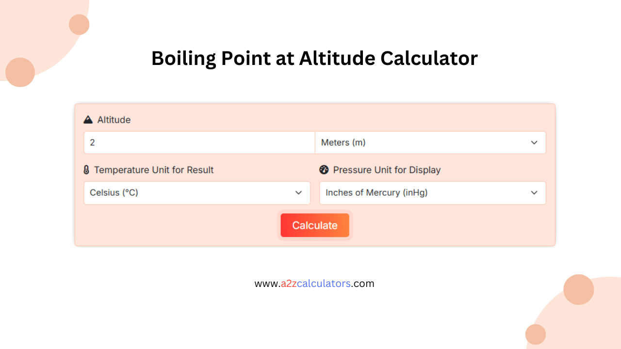 Boiling Point at Altitude Calculator