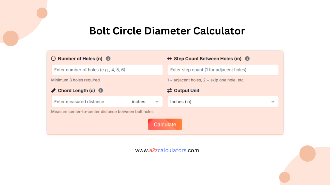 Bolt Circle Diameter Calculator