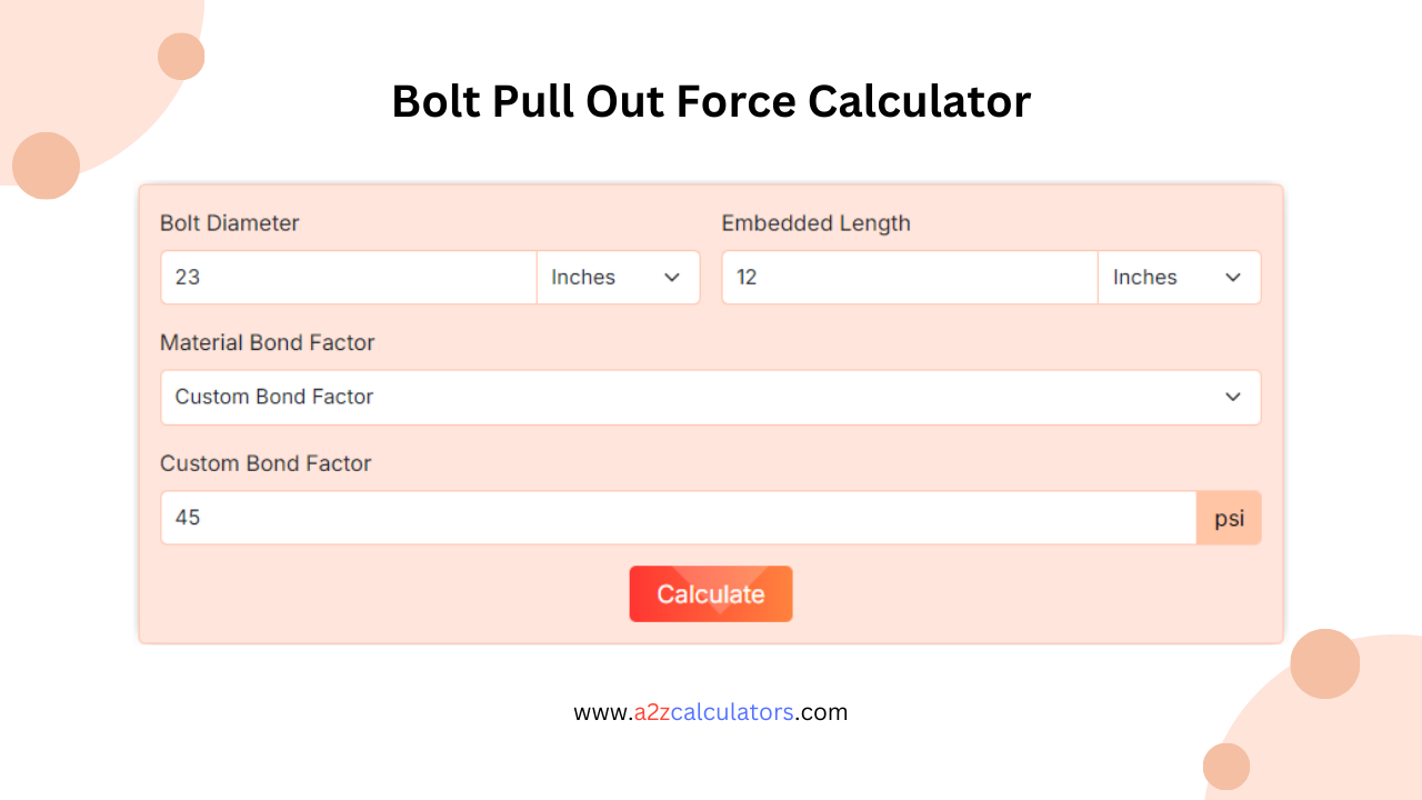Bolt Pull Out Force Calculator