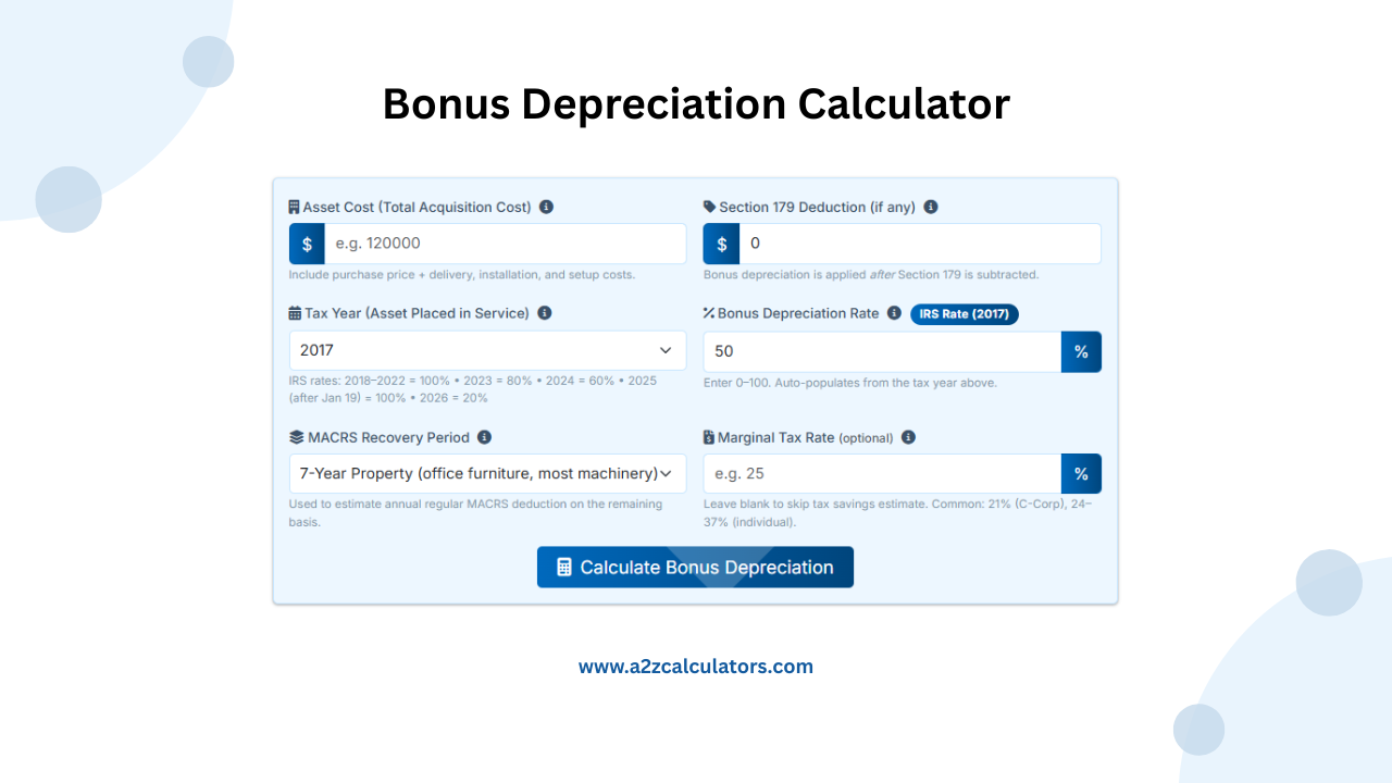 Bonus Depreciation Calculator