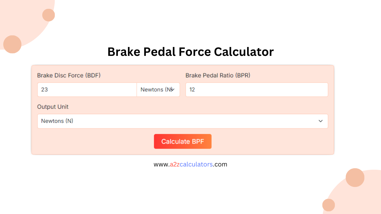 Brake Pedal Force Calculator