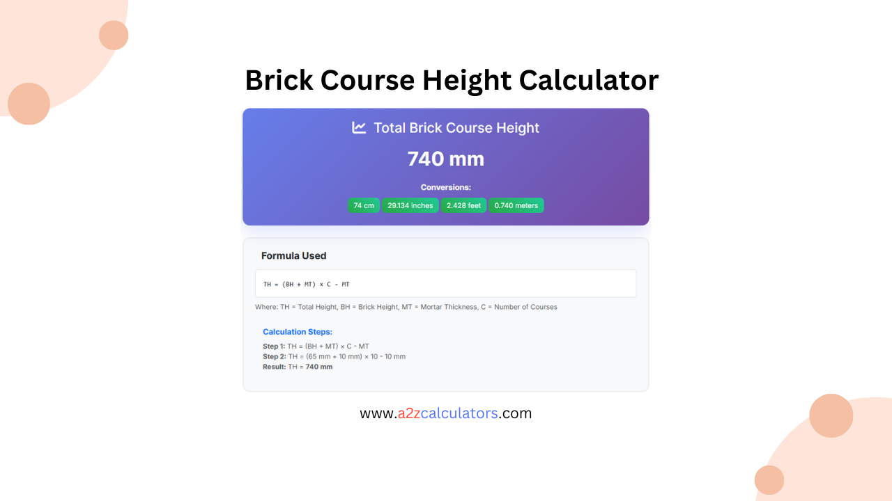 Brick Course Height Calculator