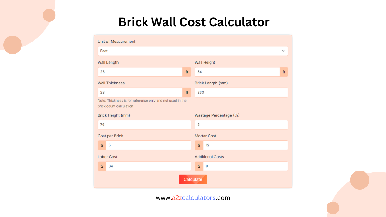 Brick Wall Cost Calculator