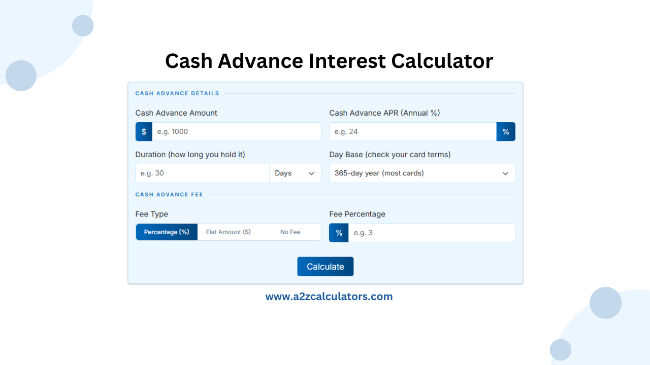 Cash Advance Interest Calculator