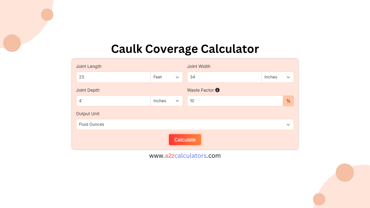 Caulk Coverage Calculator