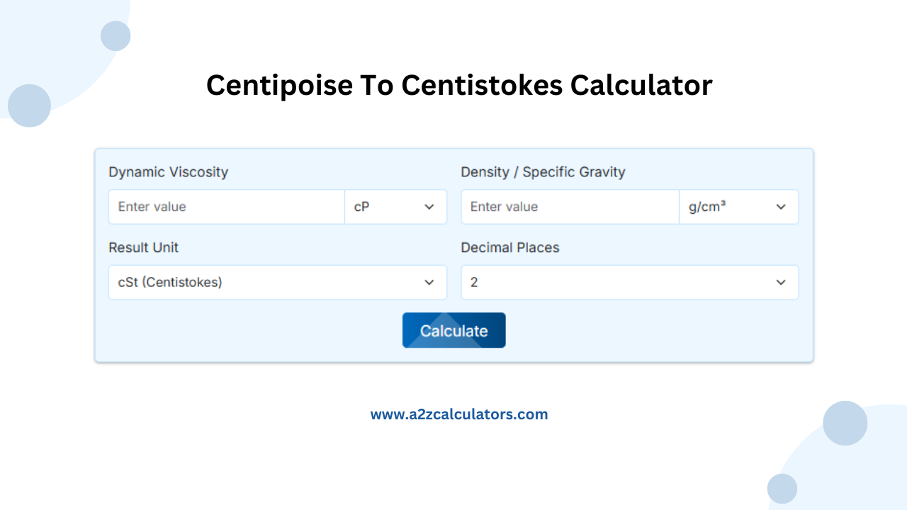 Centipoise To Centistokes Calculator