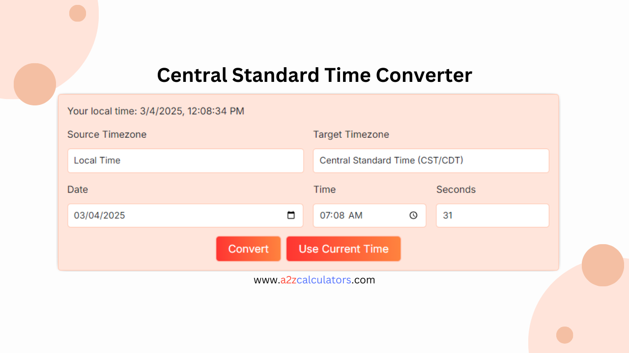 Central Standard Time Converter