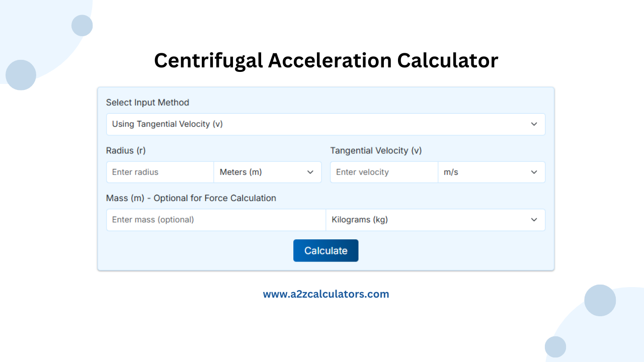 Centrifugal Acceleration Calculator