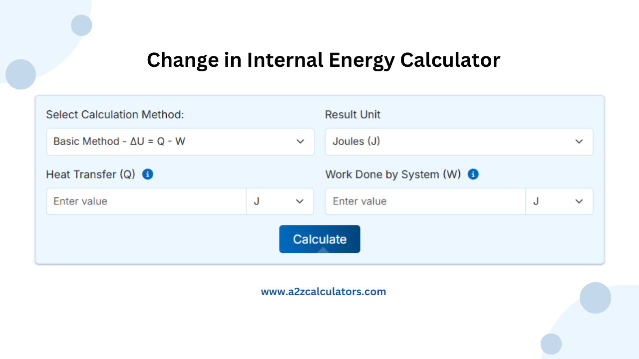 Change in Internal Energy Calculator