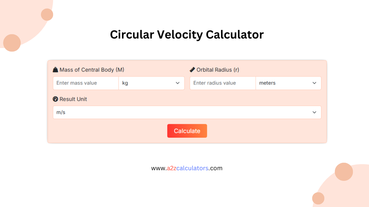 Circular Velocity Calculator