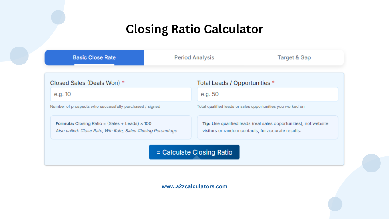 Closing Ratio Calculator