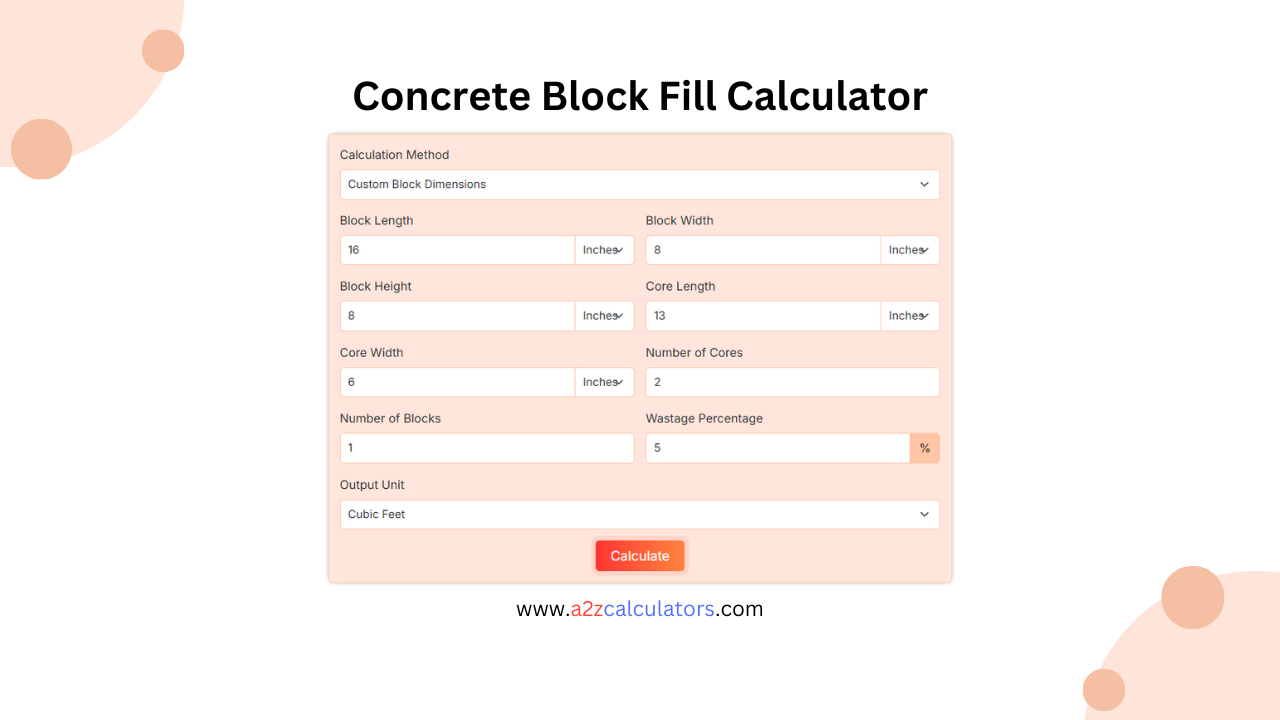 Concrete Block Fill Calculator
