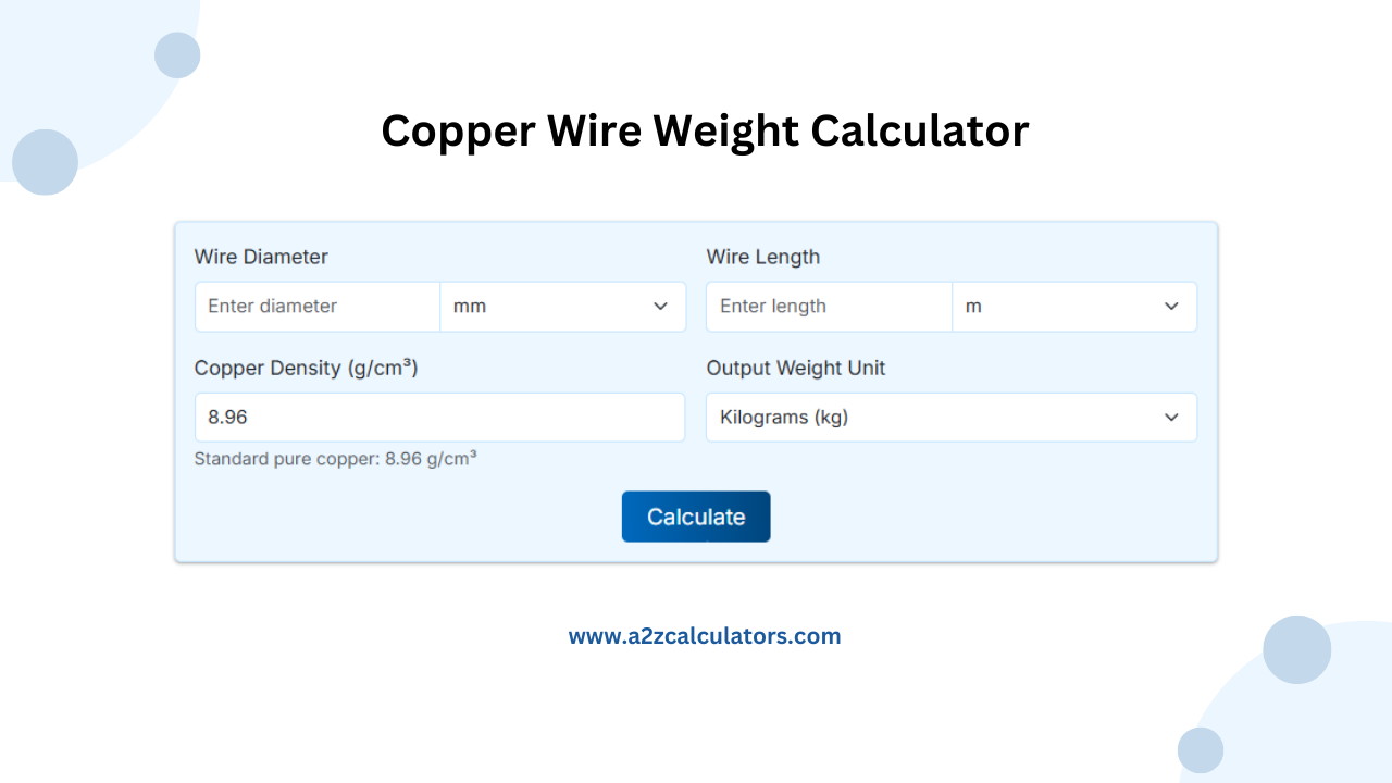 Copper Wire Weight Calculator