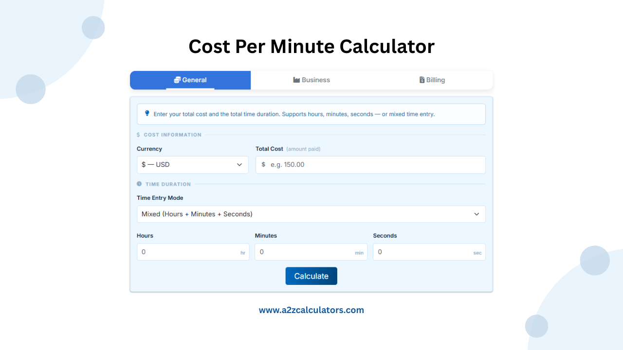 Cost Per Minute Calculator