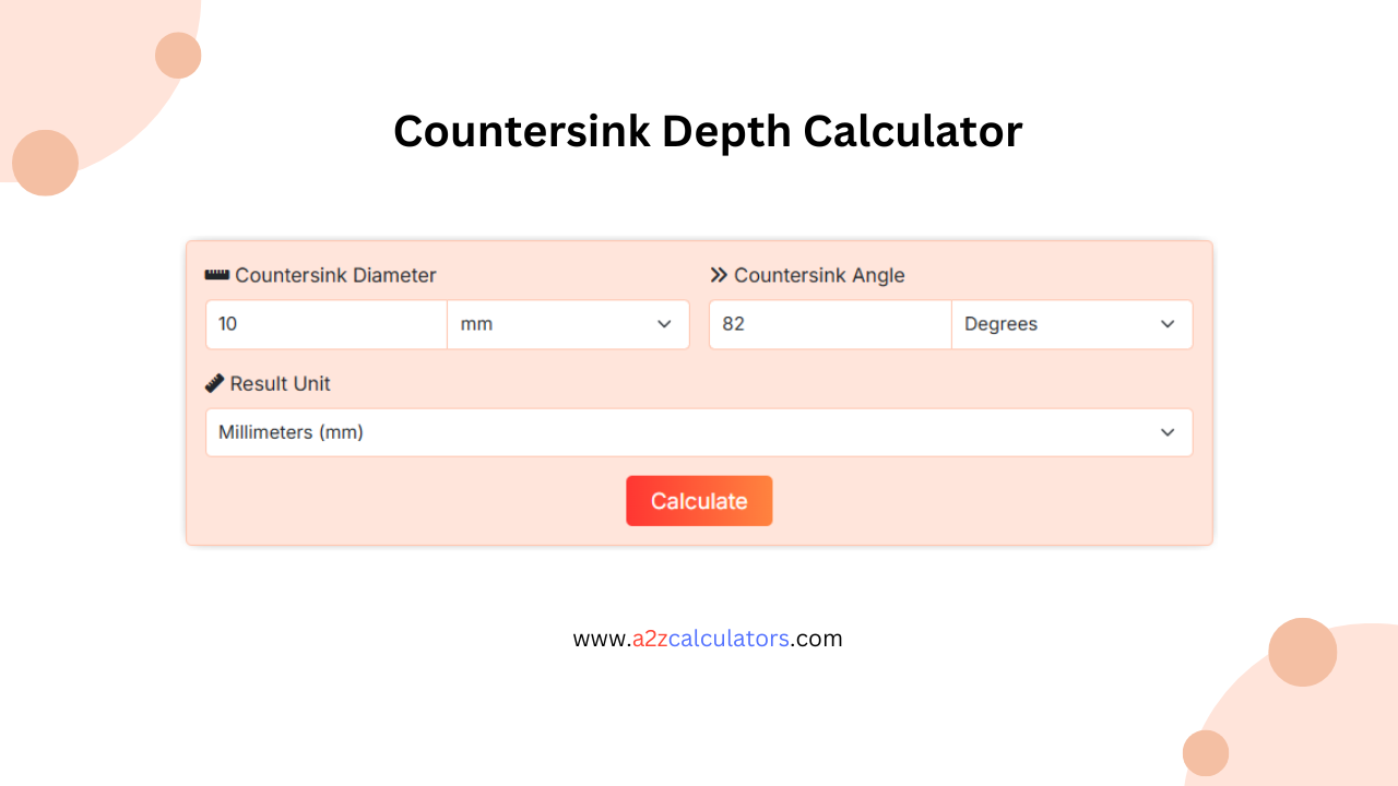 Countersink Depth Calculator
