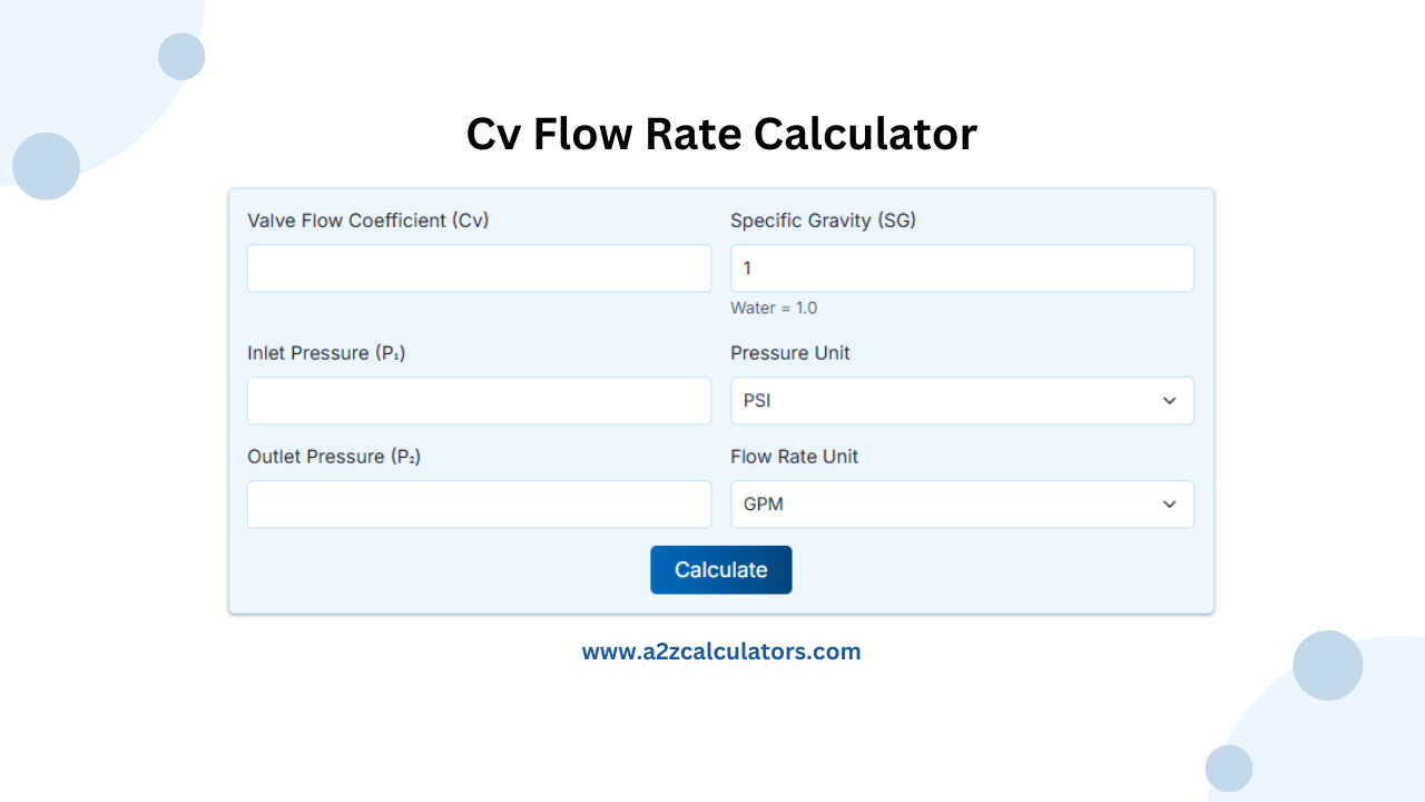 Cv Flow Rate Calculator