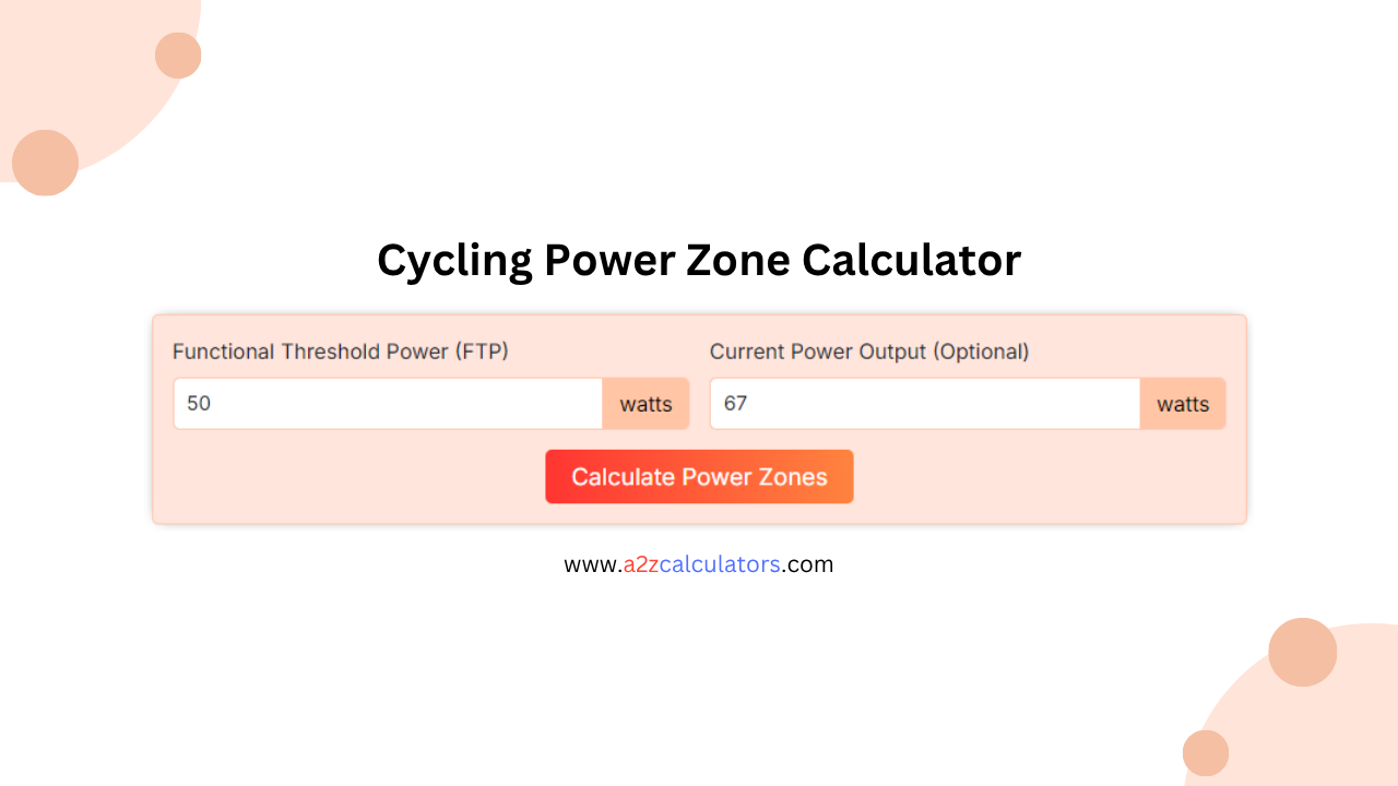 Cycling Power Zone Calculator