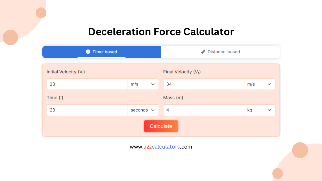Deceleration Force Calculator