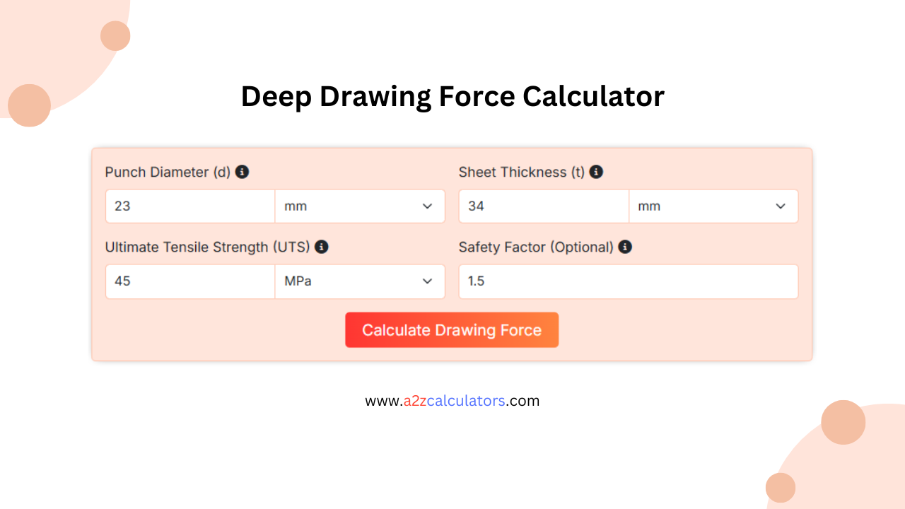 Deep Drawing Force Calculator