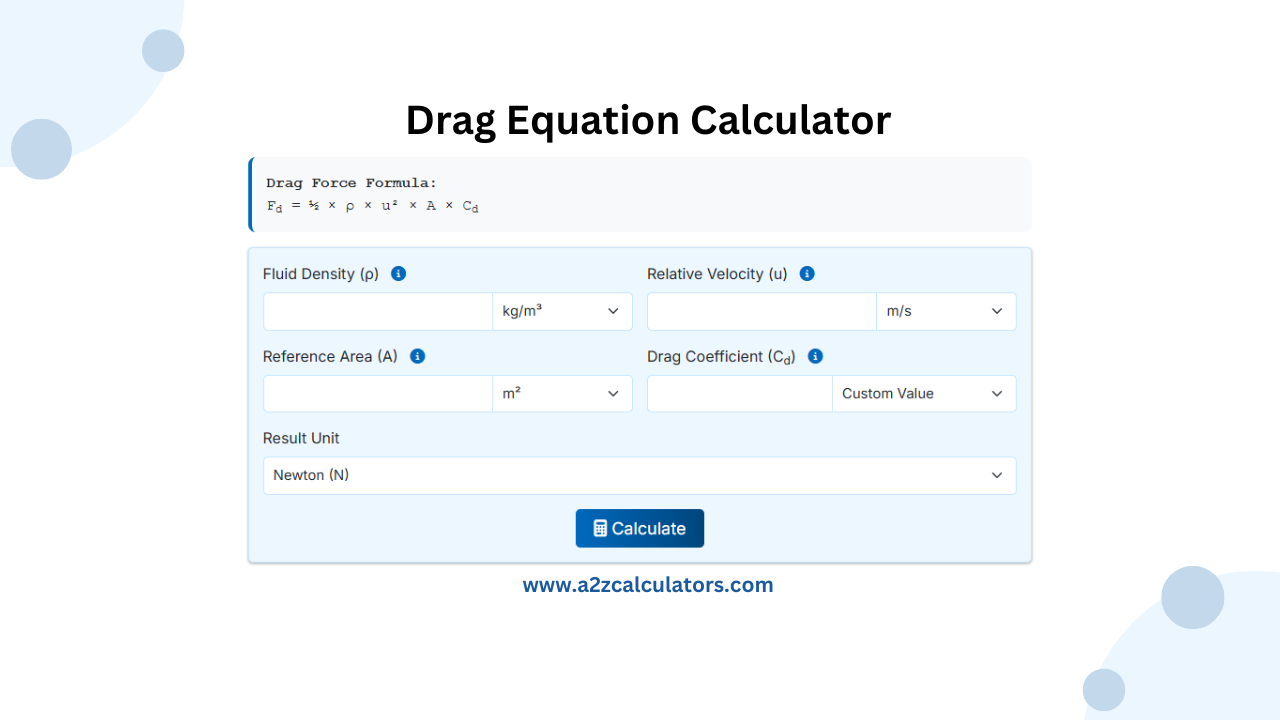 Drag Equation Calculator