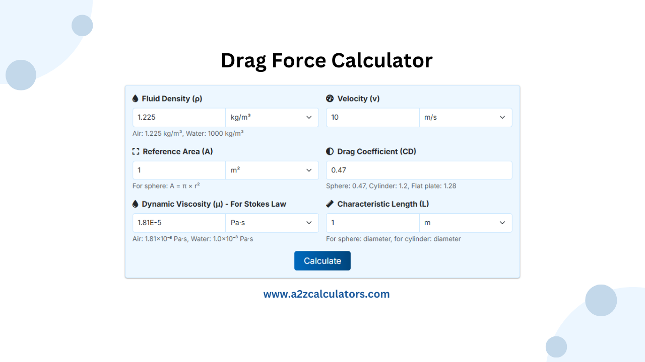 Drag Force Calculator
