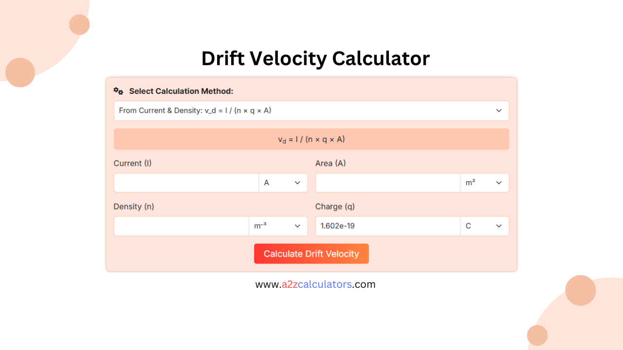 Drift Velocity Calculator