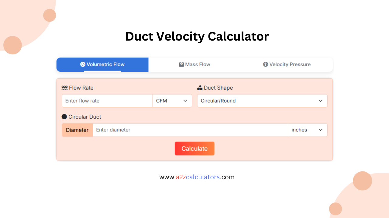 Duct Velocity Calculator