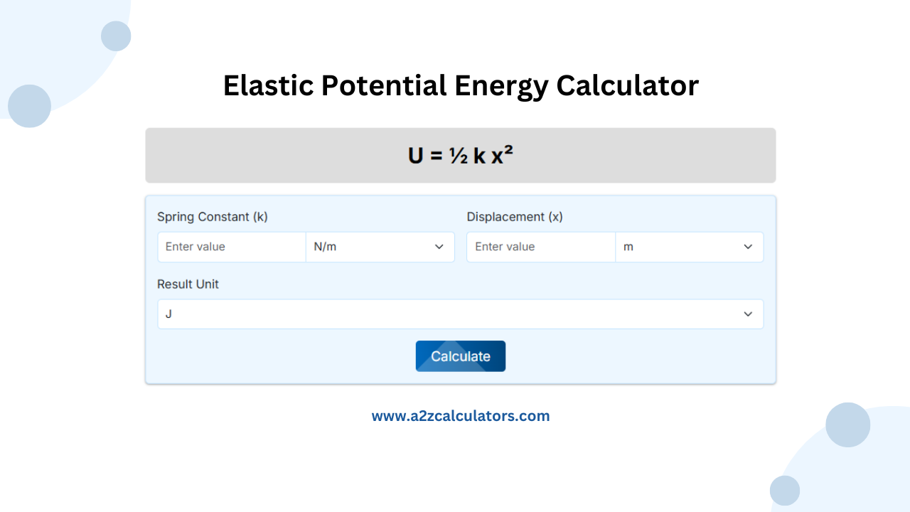 Elastic Potential Energy Calculator