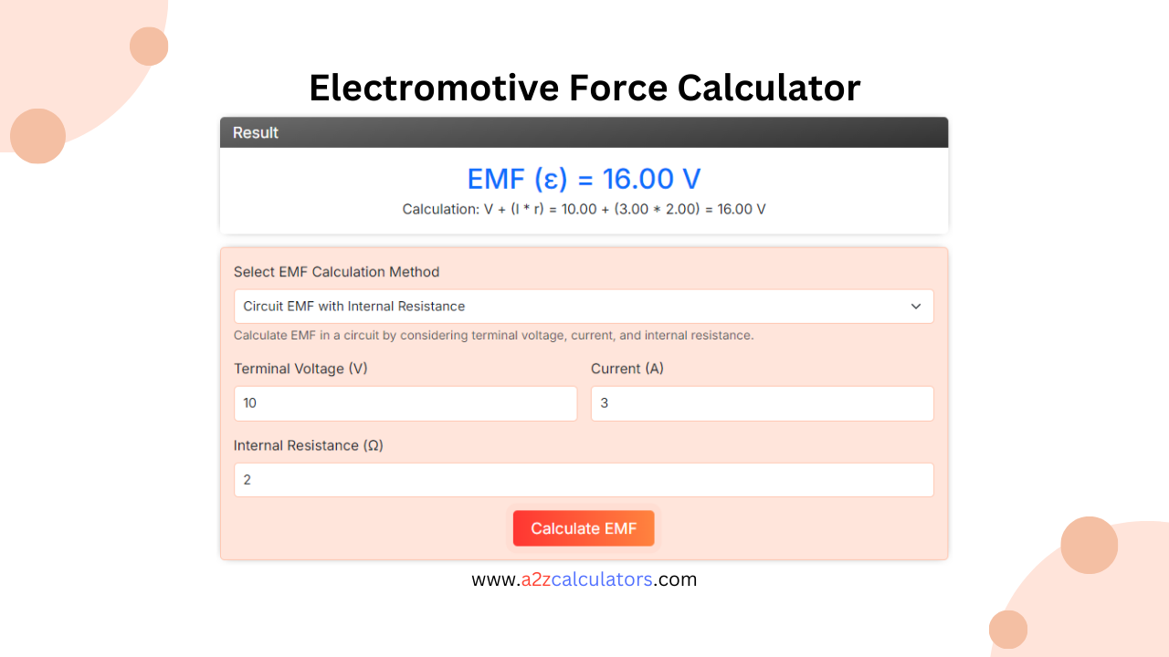 Electromotive Force (EMF) Calculator