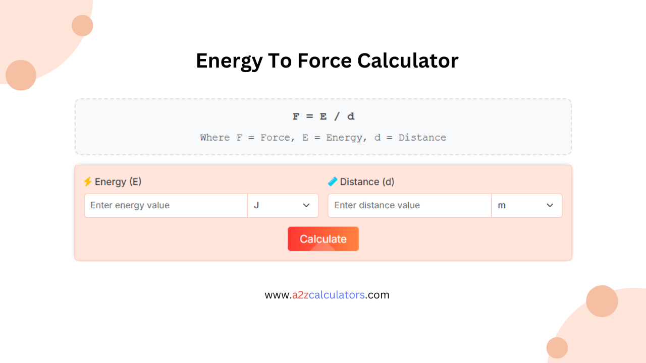 Energy To Force Calculator
