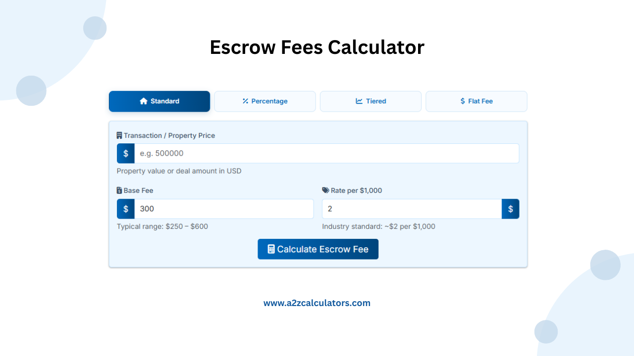 Escrow Fee Calculator