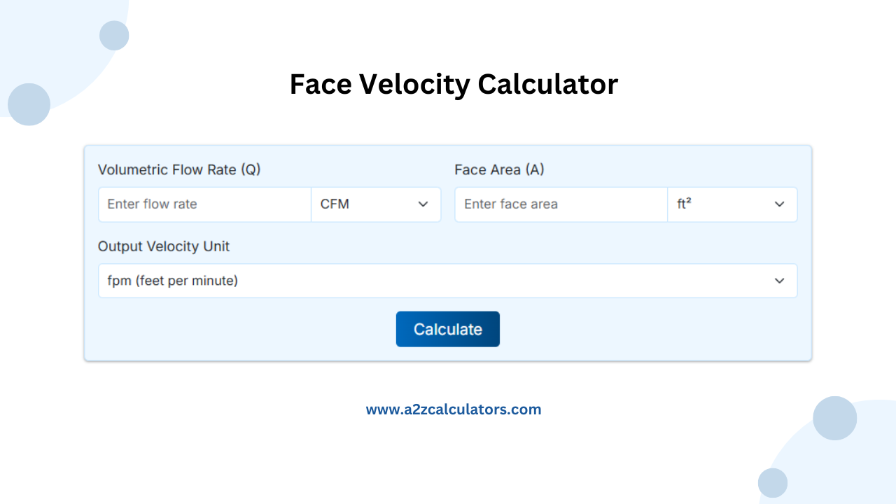 Face Velocity Calculator