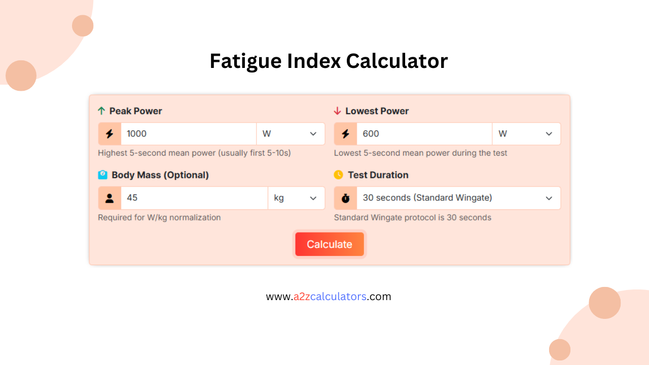 Fatigue Index Calculator