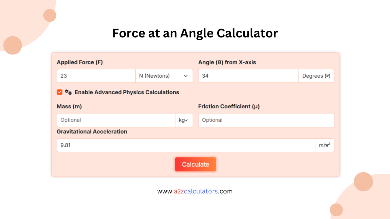 Force at an Angle Calculator