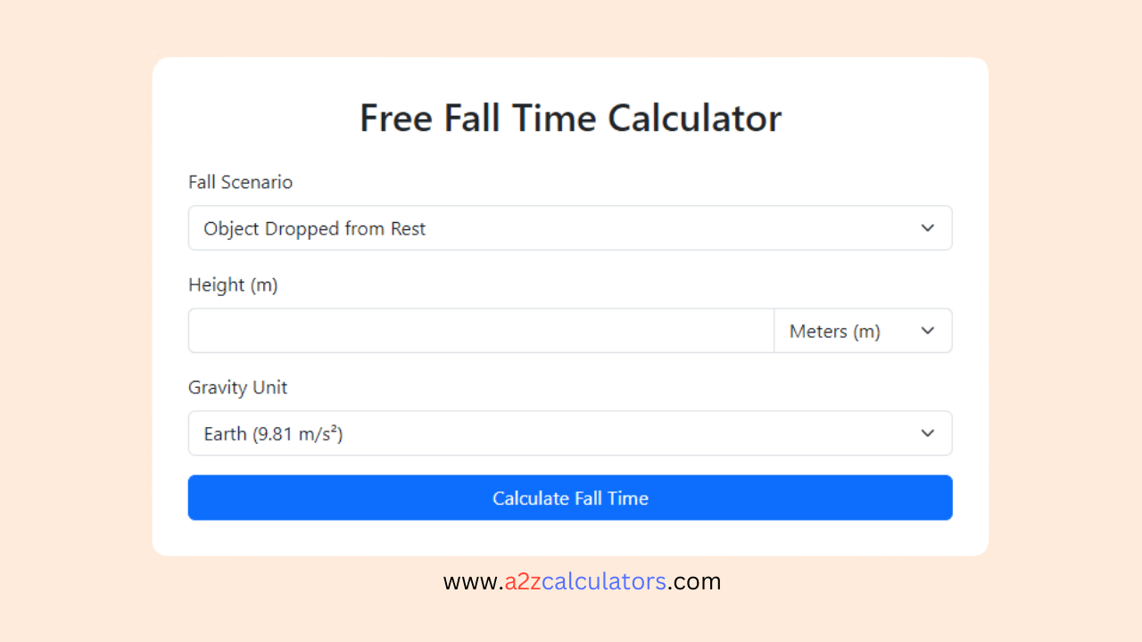 Free Fall Time Calculator