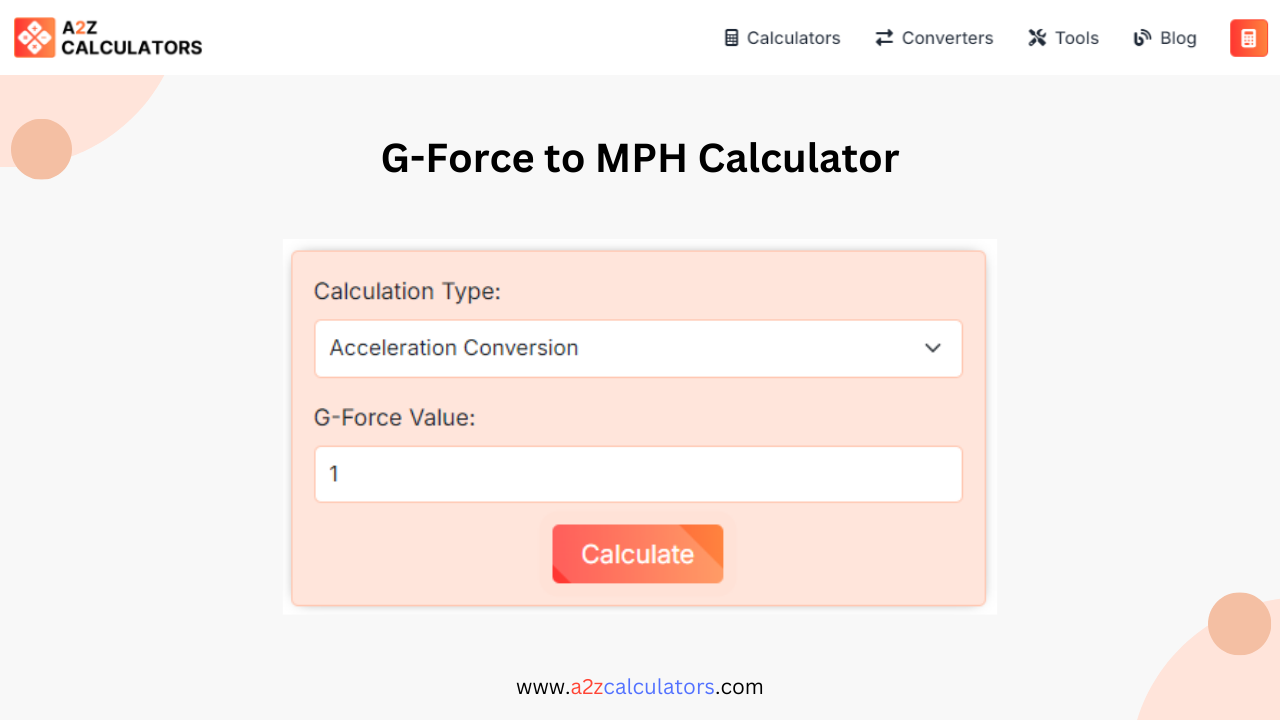 G-Force to MPH Calculator