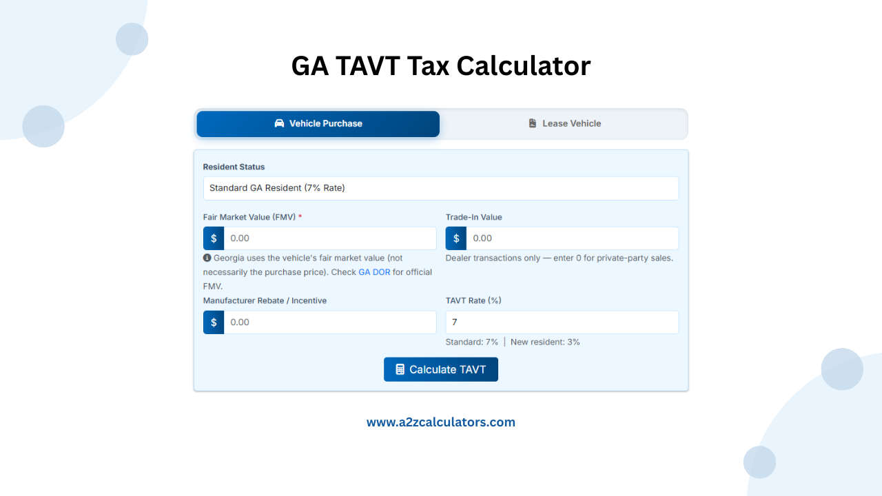 GA TAVT Tax Calculator