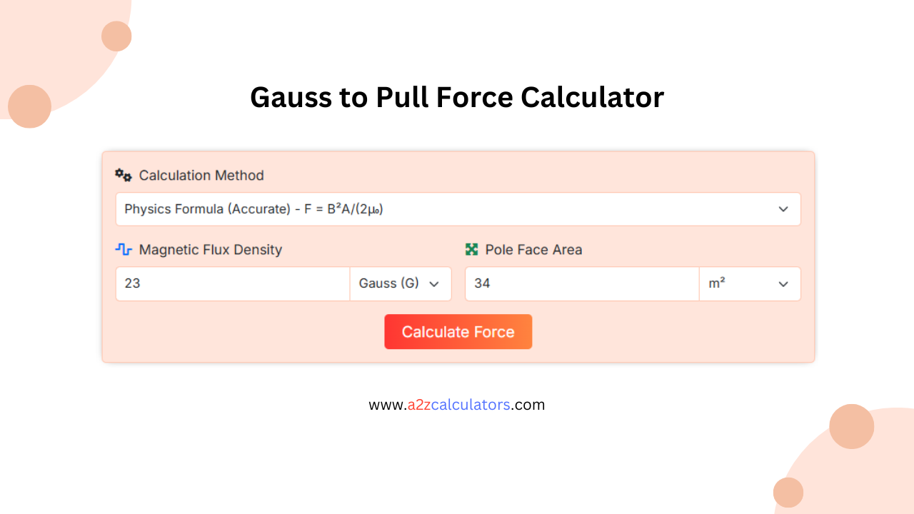Gauss to Pull Force Calculator
