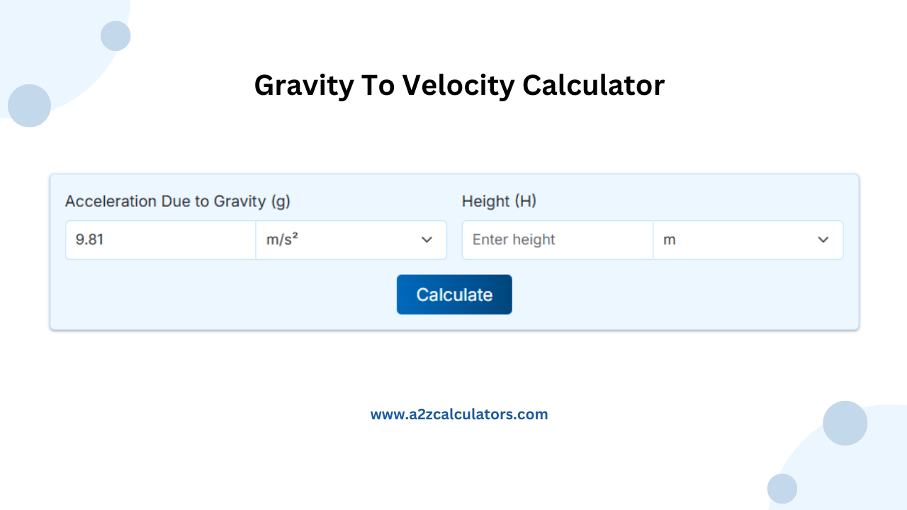 Gravity To Velocity Calculator
