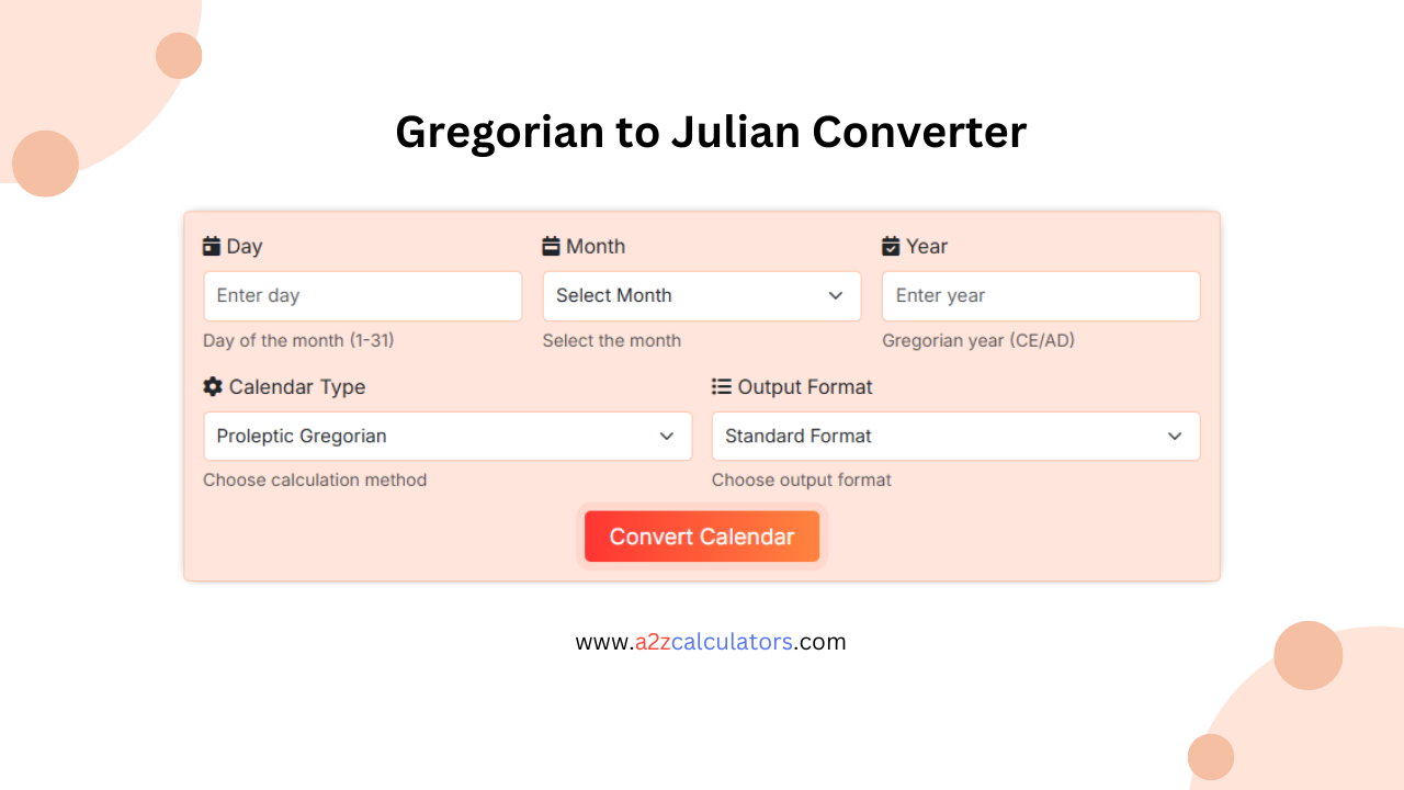 Gregorian to Julian Converter