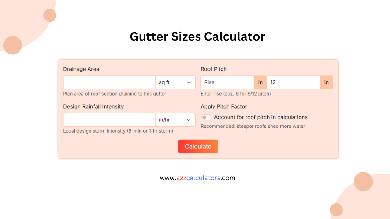 Gutter Sizes Calculator