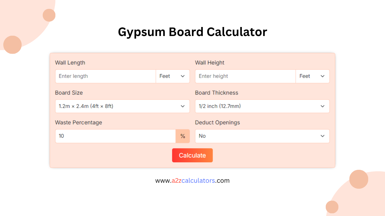Gypsum Board Calculator